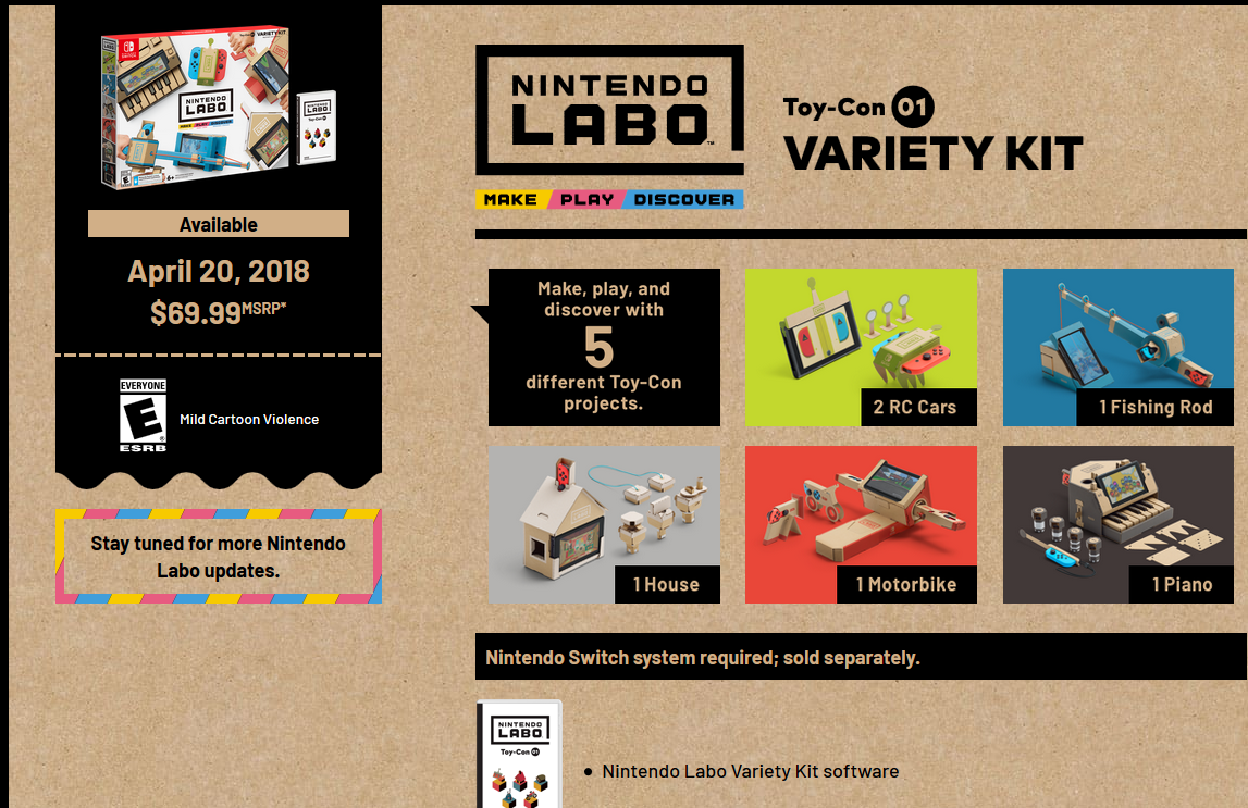 Nintendo представила детский картонный конструктор Labo, из которого ...